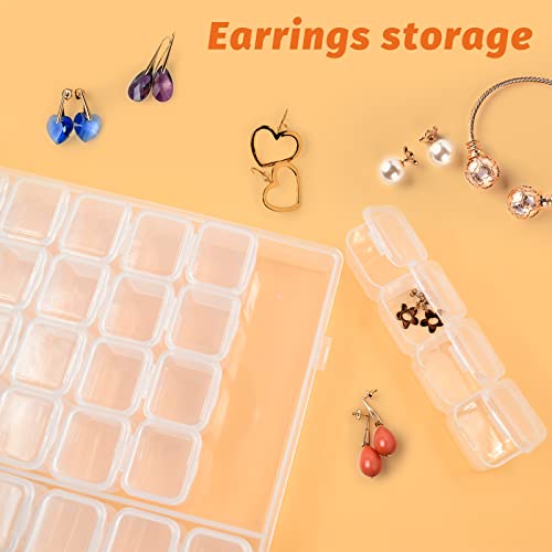 2 Pack 56 Grids Plastic Organizer Box Clear Jewelry Organizer Container Adjustable Divider Removable Grid Diamond Painting Beads Nail Art Tools Art Crafts Small Accessories