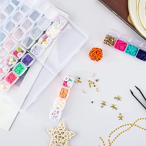 2 Pack 56 Grids Plastic Organizer Box Clear Jewelry Organizer Container Adjustable Divider Removable Grid Diamond Painting Beads Nail Art Tools Art Crafts Small Accessories