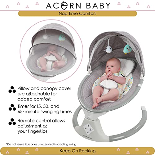 Acorn Baby Electric Baby Swing Remote Control Portable Baby Swing - Baby Rocker Swing with Music Speaker and Net Cover