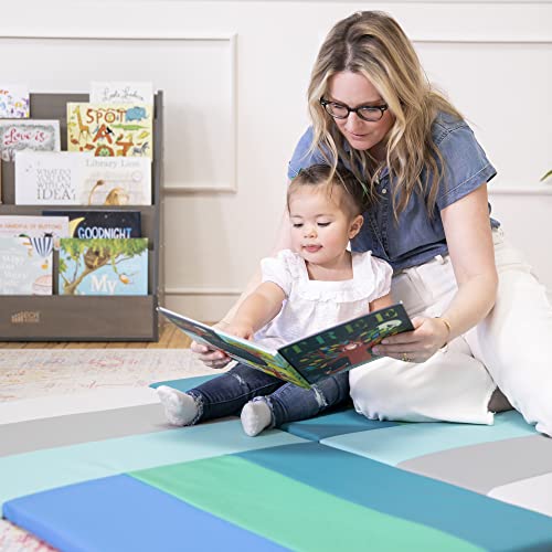 ECR4Kids SoftZone Turning Tiles Activity Mat, Colorful Soft Toddler Crawling and Tummy Time Foam Mat, Padded Infant Floor Mat, Safe Active Play for Babies, Foldable Design - Contemporary Large