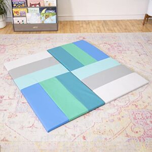 ECR4Kids SoftZone Turning Tiles Activity Mat, Colorful Soft Toddler Crawling and Tummy Time Foam Mat, Padded Infant Floor Mat, Safe Active Play for Babies, Foldable Design - Contemporary Large