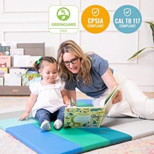 ECR4Kids SoftZone Turning Tiles Activity Mat, Colorful Soft Toddler Crawling and Tummy Time Foam Mat, Padded Infant Floor Mat, Safe Active Play for Babies, Foldable Design - Contemporary Large