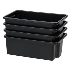 IRIS USA TR-240 Stacking Storage Tray, Small, Black, 4 Pack