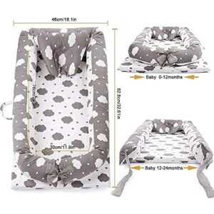 Baby Lounger Cover Baby Nest Cover 100% Cotton Breathable Sleeping Bed Cover for Newborn Nest Co Sleeping Bed Machine Washable (Cloud)