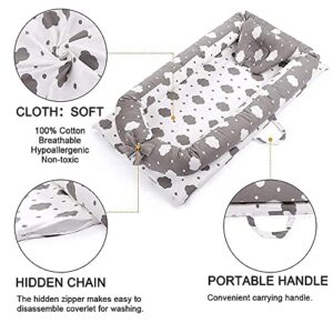 Baby Lounger Cover Baby Nest Cover 100% Cotton Breathable Sleeping Bed Cover for Newborn Nest Co Sleeping Bed Machine Washable (Cloud)