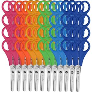 scissors bulk for kids, ezzgol 48 pack 5” safety blunt tip student scissors, 6 assorted colors kid craft scissors for cutting regular paper,construction paper,cards