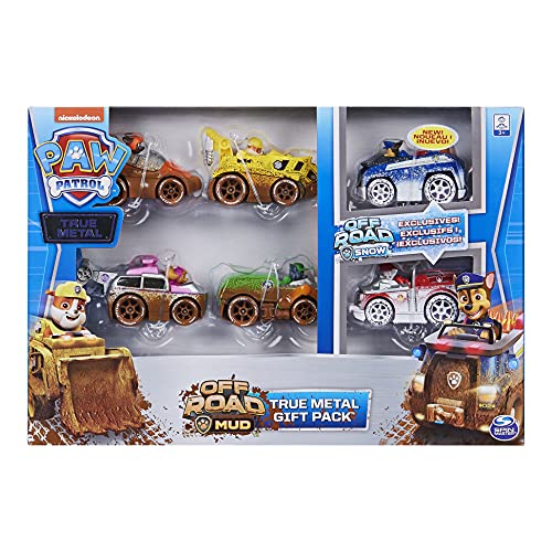 Paw Patrol, True Metal Off-Road Gift Pack of 6 Collectible Die-Cast Vehicles, 1:55 Scale