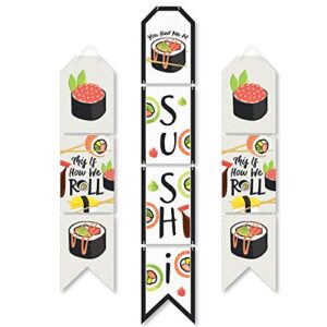 Big Dot of Happiness Let’s Roll - Sushi - Hanging Vertical Paper Door Banners - Japanese Party Wall Decoration Kit - Indoor Door Decor