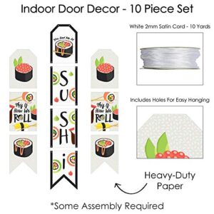 Big Dot of Happiness Let’s Roll - Sushi - Hanging Vertical Paper Door Banners - Japanese Party Wall Decoration Kit - Indoor Door Decor