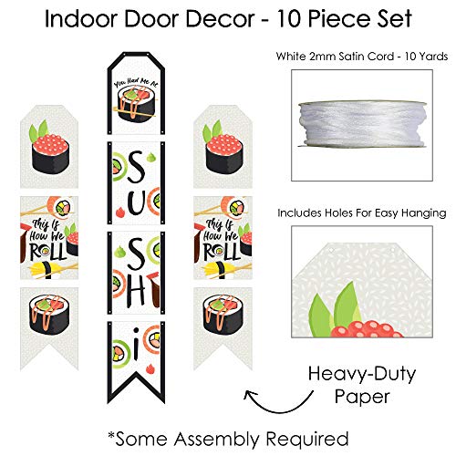 Big Dot of Happiness Let’s Roll - Sushi - Hanging Vertical Paper Door Banners - Japanese Party Wall Decoration Kit - Indoor Door Decor