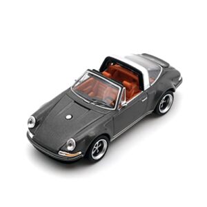 pop race porsche singer 911 1/64 scale diecast model car (targa metallic grey)