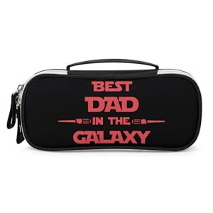 best dad in the galaxy pu leather pencil pen case organizer travel makeup handbag portable stationery bag