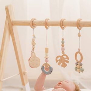 let's make Wood Baby Gym with 4 Wooden Pendant Toys Foldable Baby Play Gym Frame Activity Gym Hanging Bar Newborn Gift Baby Girl and Boy Gym