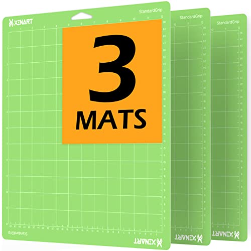 XINART StandardGrip Cutting Mat for Cricut Maker 3/Maker/Explore 3/Air 2/Air/One(12x12 Inch, 3 Mats) Standard Adhesive Sticky Green Quilting Cricket Cutting Mats Replacement Accessories for Cricut