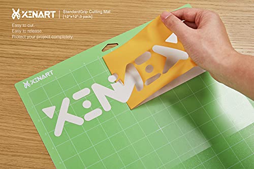 XINART StandardGrip Cutting Mat for Cricut Maker 3/Maker/Explore 3/Air 2/Air/One(12x12 Inch, 3 Mats) Standard Adhesive Sticky Green Quilting Cricket Cutting Mats Replacement Accessories for Cricut