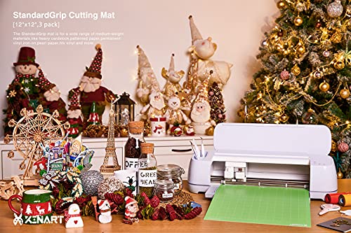 XINART StandardGrip Cutting Mat for Cricut Maker 3/Maker/Explore 3/Air 2/Air/One(12x12 Inch, 3 Mats) Standard Adhesive Sticky Green Quilting Cricket Cutting Mats Replacement Accessories for Cricut