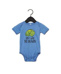 don’t wake the dragon baby boy girl onesie newborn organic bodysuit romper blue