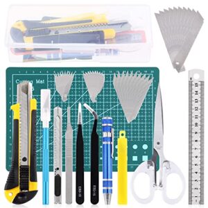 glarks 47pcs gundam model tools kit model basic tools craft set including utility knife, cutting mat, tweezer, files for cars/airplanes/buildings/gundam/robots models building repairing and fixing