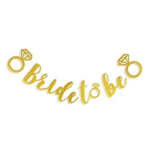 Honbay Glitter Gold Bride to Be Banner with Diamond Ring, Bridal Shower Party Supplies Decorations (Gold)