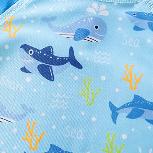 Toddler Baby Boys One Pieces Swimsuit Zipper Long Sleeve Rash Guard Shirts Beach Sunsuit Shark Bathing Suits 6-24M 3T