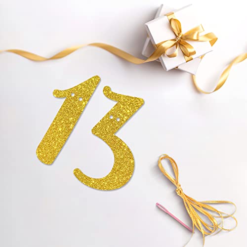 Halawawa Blue Glitter 13 Official Teen Banner - Happy 13th Birthday Party Decoration Banner for 13th Boys Girls - 13 Years Old Teenager Birthday Party Decors Photo Booth Props