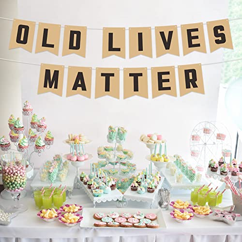 Olde Lives Matter Banner Rustic Bunting Garland Theme Decor for Her Him Women Men Funny Birthday Party 21st 30th 40th 50th 60th 70th 80th Birthday Party Retirement Party Decorations Supplies