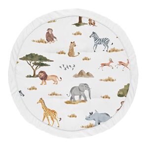 sweet jojo designs jungle animals baby playmat tummy time infant play mat dark hunter green yellow grey rust orange black white wildlife safari animal gray elephant giraffe lion monkey leopard bird