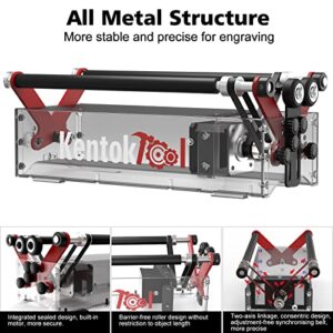 KENTOKTOOL ARot2 Rotary Roller for Laser Engraver, 360°Y-axis Roller with 8 Adjustment Diameters for 6 to 200mm Cylinders, Cups, Pens, Compatible with LE400PRO and Most Other Laser Engraving Machines