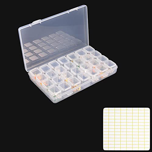 Transparent Diamond Painting Storage, 24/28/42 Grids Containers Plastic Organizer Box for Jewelry Beads Studs Buttons