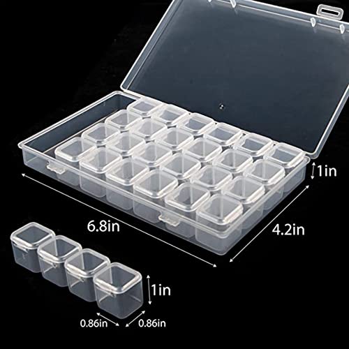 Transparent Diamond Painting Storage, 24/28/42 Grids Containers Plastic Organizer Box for Jewelry Beads Studs Buttons