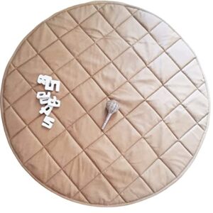 Uniklook Padded Quilted Leather Round 47" 120cm Play mat | Indoor Outdoor | Reversible Tan + Cream | Timmy Time Mat Crawling Play Time | Waterproof Baby Infant Floor Mat (Tan + Cloud)