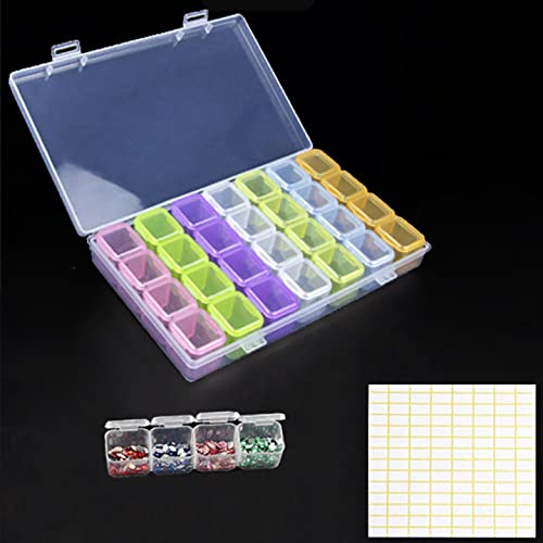 Diamond Painting Storage Containers with 28 Grids, Plastic Diamond Art Accessories Transparent Box for Beads Studs