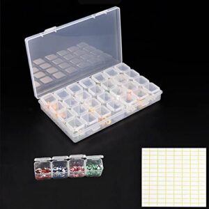 Diamond Painting Storage Containers with 28 Grids, Plastic Diamond Art Accessories Transparent Box for Beads Studs