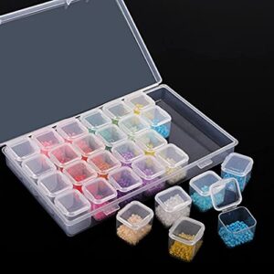 Diamond Painting Storage Containers with 28 Grids, Plastic Diamond Art Accessories Transparent Box for Beads Studs