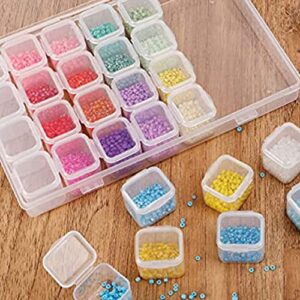 Diamond Painting Storage Containers with 28 Grids, Plastic Diamond Art Accessories Transparent Box for Beads Studs