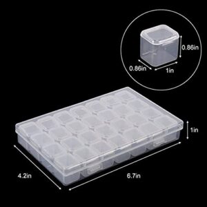 Diamond Painting Storage Containers with 28 Grids, Plastic Diamond Art Accessories Transparent Box for Beads Studs