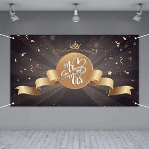 Mr & Mrs Backdrop Banner, Fabulous Crown Ribbon Photo Studio, Just Married, Adults Wedding Anniversary Engagement Party Supplies, Bride Shower / Outdoor Party Yard Sign