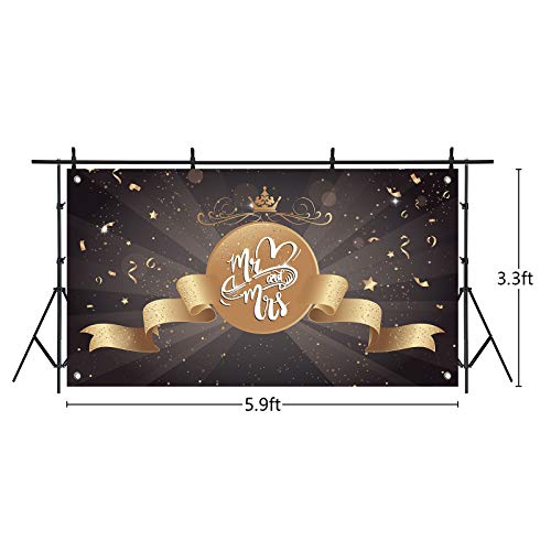 Mr & Mrs Backdrop Banner, Fabulous Crown Ribbon Photo Studio, Just Married, Adults Wedding Anniversary Engagement Party Supplies, Bride Shower / Outdoor Party Yard Sign