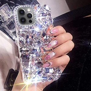 case for iphone 13 diamond case,3d handmade bling rhinestone diamonds luxury sparkle rhinestones case girls women full crystals bling diamond soft tpu bumper case cover for iphone 13,clear