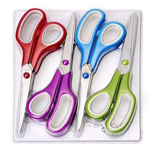 CCR Scissors 8 Inch Soft Comfort-Grip Handles Sharp Blades, 12-Pack