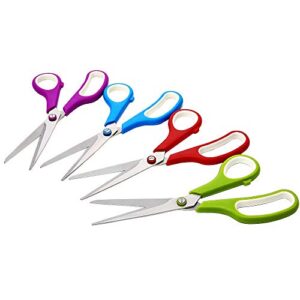 CCR Scissors 8 Inch Soft Comfort-Grip Handles Sharp Blades, 12-Pack