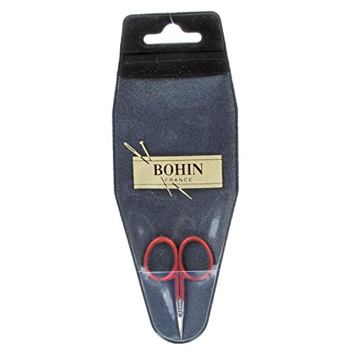 Bohin BH24315 Embroidery Scissors Mini Soft Touch 2 1/4", Metal, Silver/Red, 0.1 x 4 x 6 cm