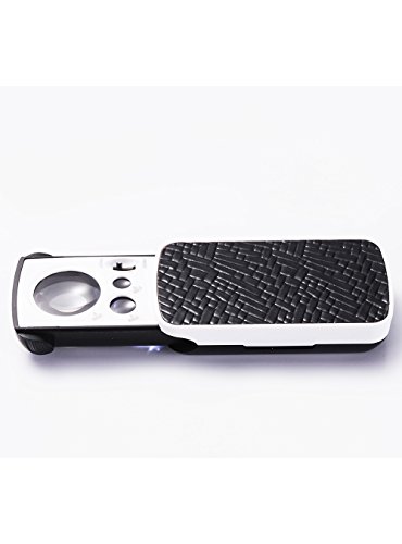 Snowmanna-30X/60X/90X LED Lighted Slide Out Pocket Magnifying Glass High Magnification with LED and UV Lights Portable Loupe Magnifier Loop Currency Detecting Jewelry Magnifier (Black)