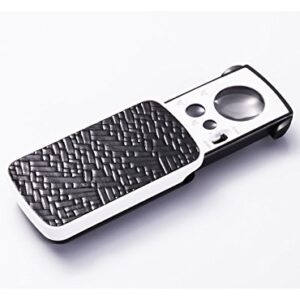 Snowmanna-30X/60X/90X LED Lighted Slide Out Pocket Magnifying Glass High Magnification with LED and UV Lights Portable Loupe Magnifier Loop Currency Detecting Jewelry Magnifier (Black)