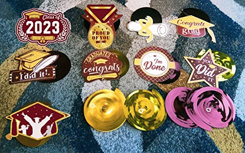 Graduation Party Decorations 2023 Maroon Gold FSU Graduation Graduation Party Supplies Accessories Burgundy Gold Hanging Swirls 15pcs Class of 2023 Maroon Gold for Background Ceiling Home Classroom Graduation Decorations