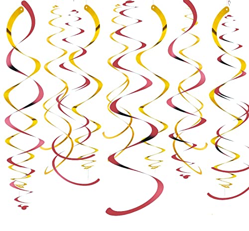 Graduation Party Decorations 2023 Maroon Gold FSU Graduation Graduation Party Supplies Accessories Burgundy Gold Hanging Swirls 15pcs Class of 2023 Maroon Gold for Background Ceiling Home Classroom Graduation Decorations