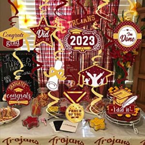 Graduation Party Decorations 2023 Maroon Gold FSU Graduation Graduation Party Supplies Accessories Burgundy Gold Hanging Swirls 15pcs Class of 2023 Maroon Gold for Background Ceiling Home Classroom Graduation Decorations