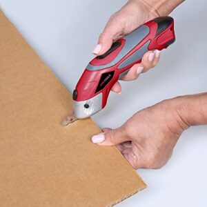 Great Working Tools Cordless Scissors - Electric Power with Blades for Sewing Crafting Fabric Paper Cardboard, 3.6v Li-Ion Battery - Red - 2 Blades