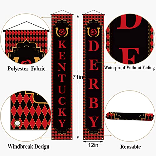 Kentucky Derby Porch Banner Welcome Run for The Roses Churchill Downs Horse Racing Party Front Door Sign Decoration Supply