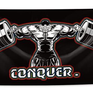 Home Gym Flags 3X5FT Decorative Banners, Encourage Fitness Exercise Banners, Suitable for Room Decor, Bedroom, Garage, Gym. (Black1)